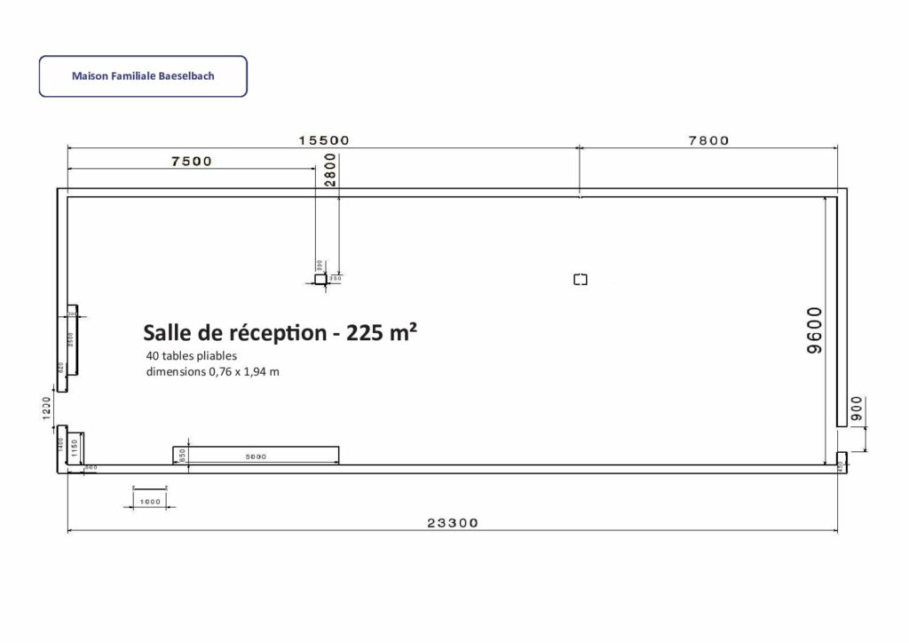 Plan de la salle de réception – Baeselbach